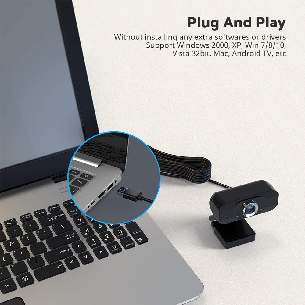 Webcam B1 PC Laptop Camera Full HD 1080P with Microphone, Black ...