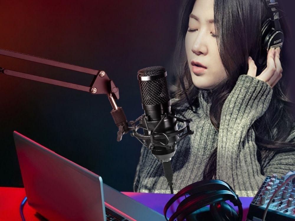 Kondensatora mikrofona komplekts studijai XLR ar statīvu un pop filtru ...