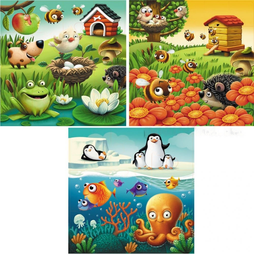 Kids Educational Puzzle 3-in-1, Animals